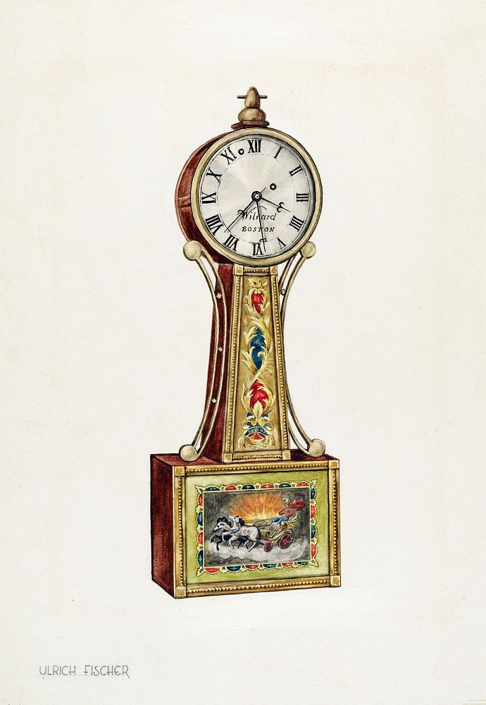 Banjo Clock (ca.1937) Ulrich Fischer | Free Photo Illustration - rawpixel