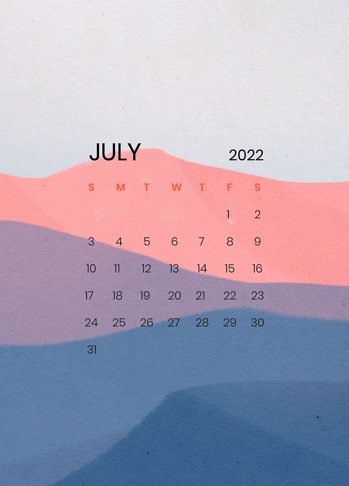 Mountain July monthly printable calendar | Free Photo - rawpixel