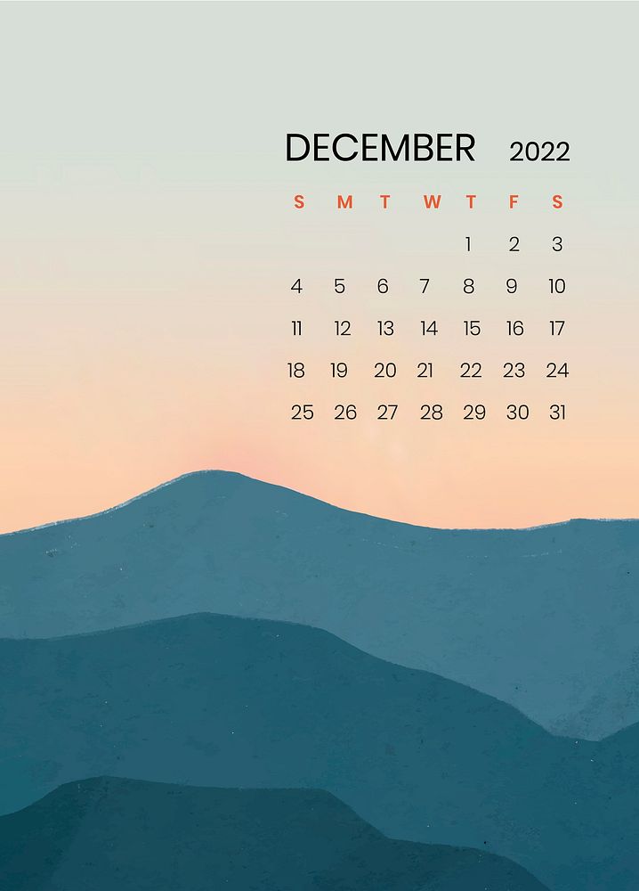 Mountain December monthly editable calendar | Free Vector - rawpixel