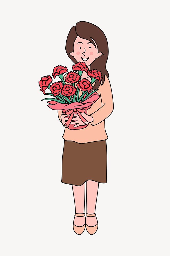 Woman roses clipart, Valentine's illustration | Free PSD - rawpixel