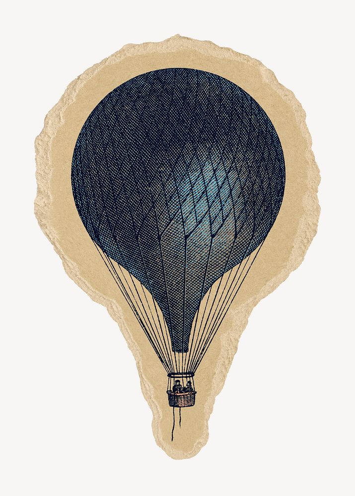 Air balloon collage element, ripped | Premium PSD - rawpixel