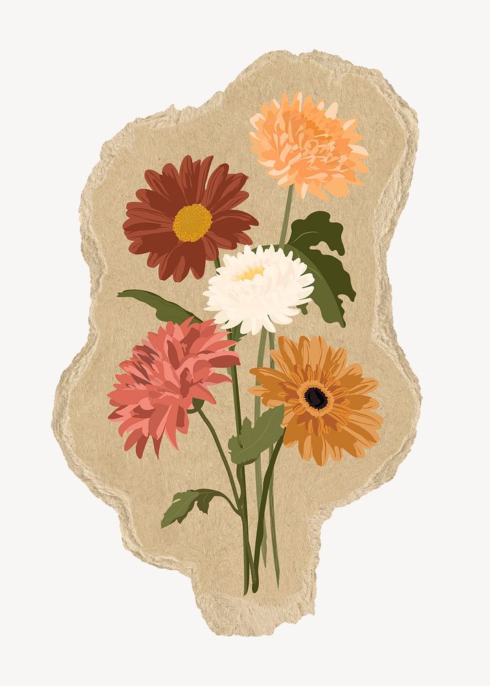 Daisy collage element, botanical ripped | Premium PSD - rawpixel