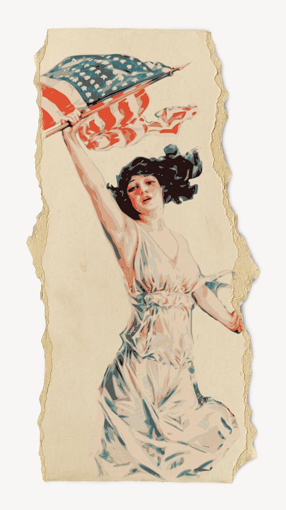 American flag lady sticker, ripped | Premium PSD - rawpixel