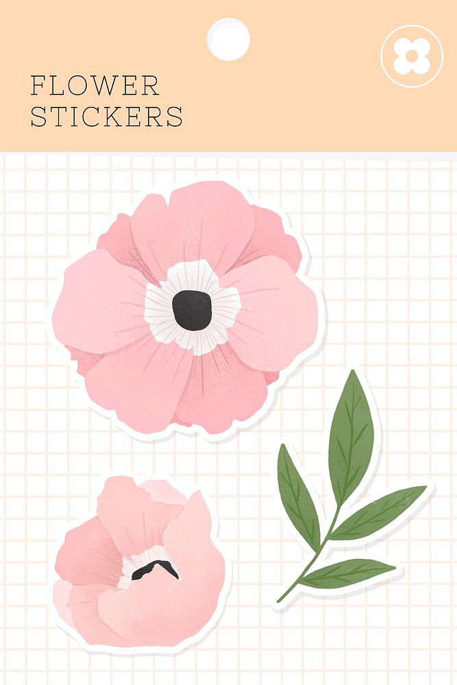 Flower stickers package vector | Premium Vector - rawpixel