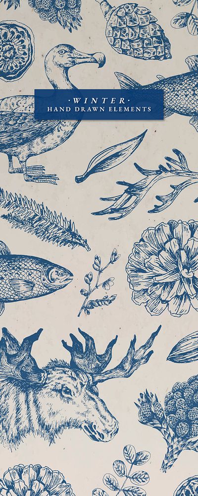 Blue animal drawing collection vector | Premium Vector - rawpixel