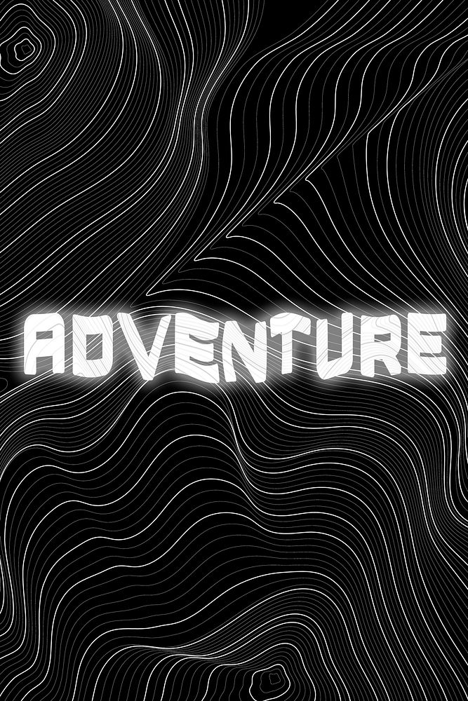 White neon adventure word topographic | Free Photo - rawpixel