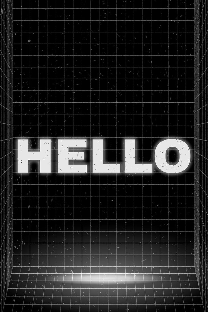 HELLO glowing typography design black | Free Photo - rawpixel