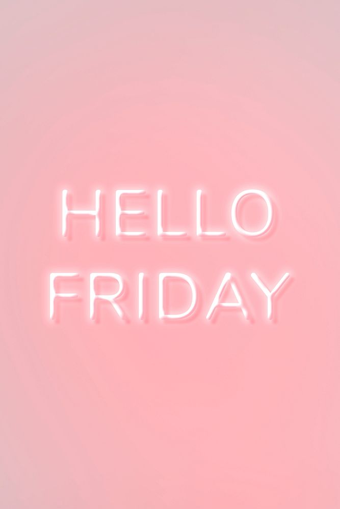 Hello Friday pink neon text | Free Photo - rawpixel