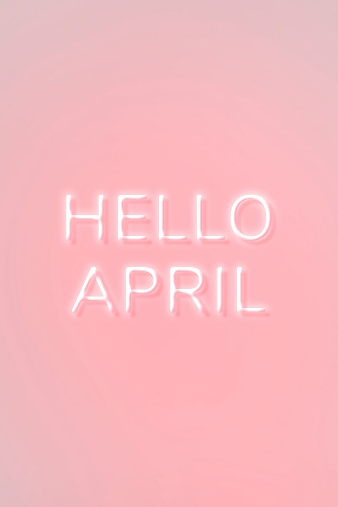 Glowing pink Hello April typography | Free Photo - rawpixel