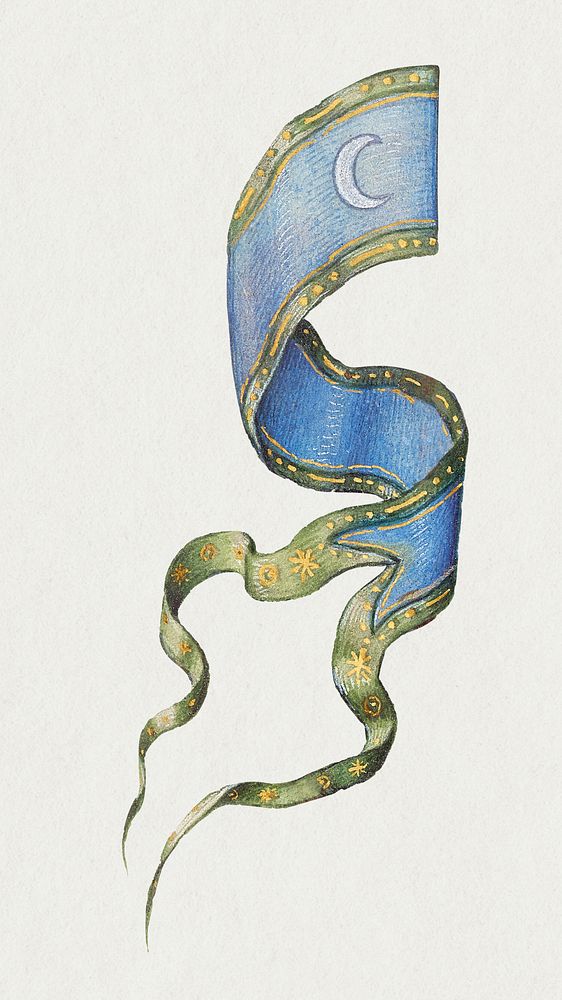 Blue green heraldic crescent moon | Premium PSD - rawpixel