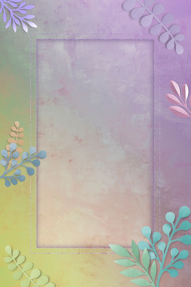 Colorful leafy rectangle frame vector | Premium PSD - rawpixel