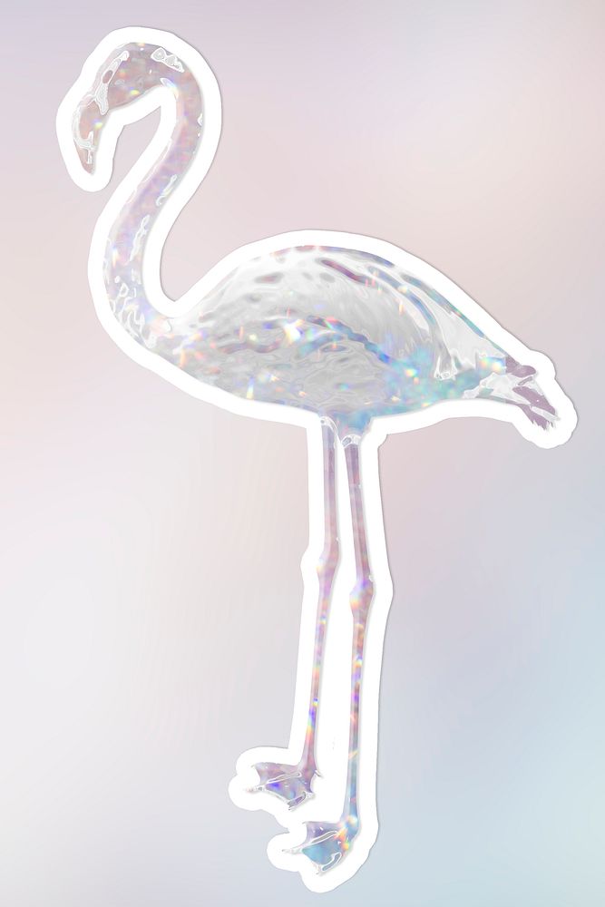 Silver holographic flamingo illustration | Premium PSD - rawpixel