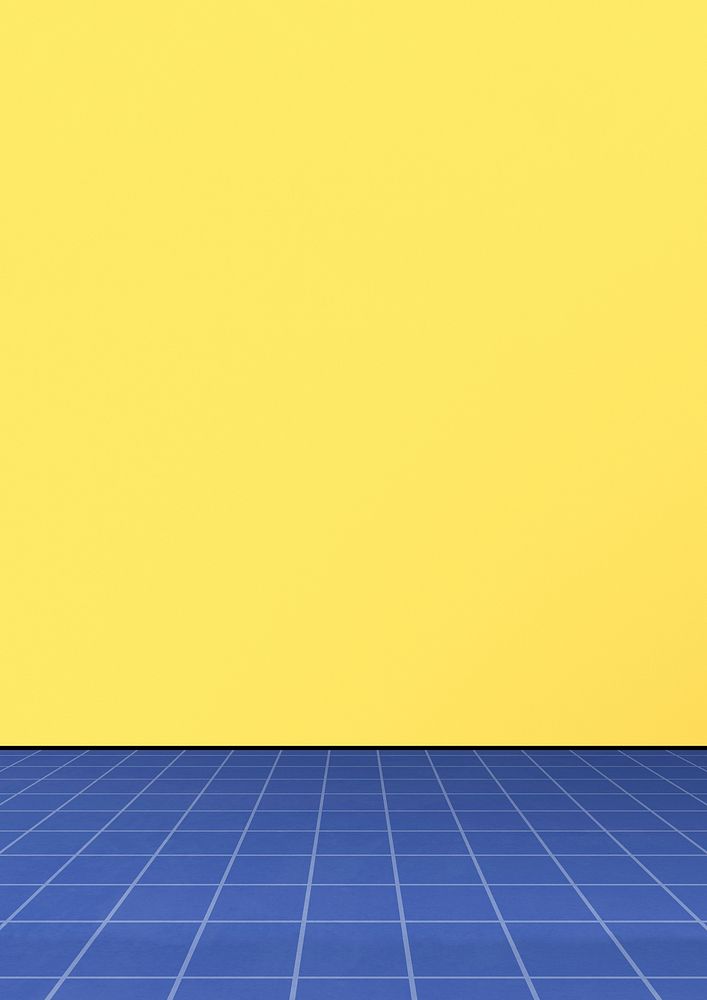 Psd blue grid yellow background | Premium PSD - rawpixel