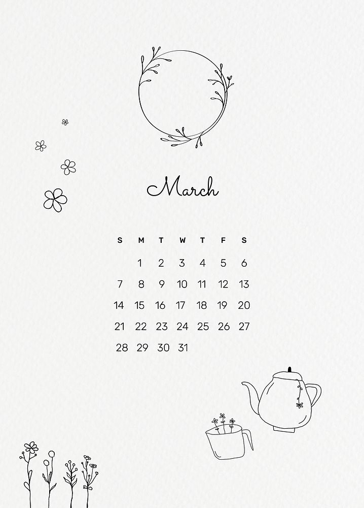 March 2021 printable month cute | Free Photo - rawpixel