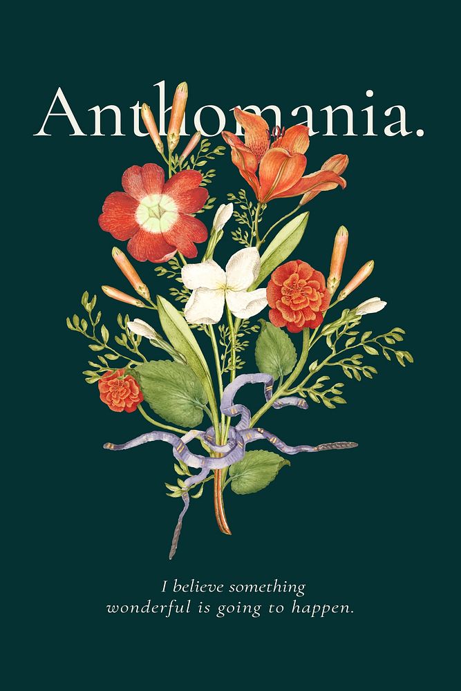 Green colorful floral poster anthomania | Free Photo - rawpixel