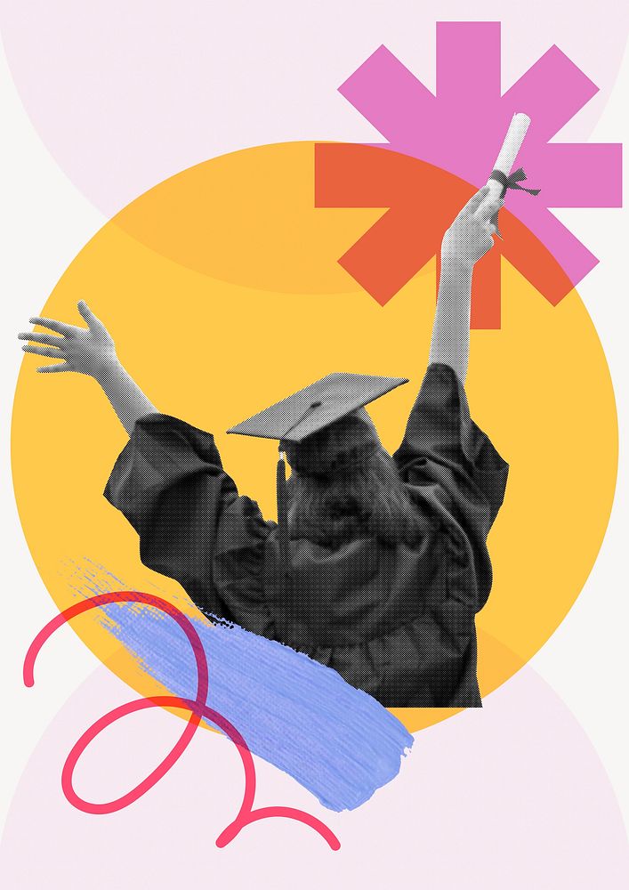 Female graduate illustration, colorful education | Premium Photo ...