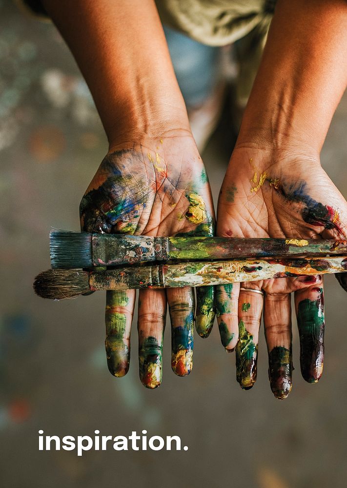 Paint brushes poster template, art | Premium PSD Template - rawpixel