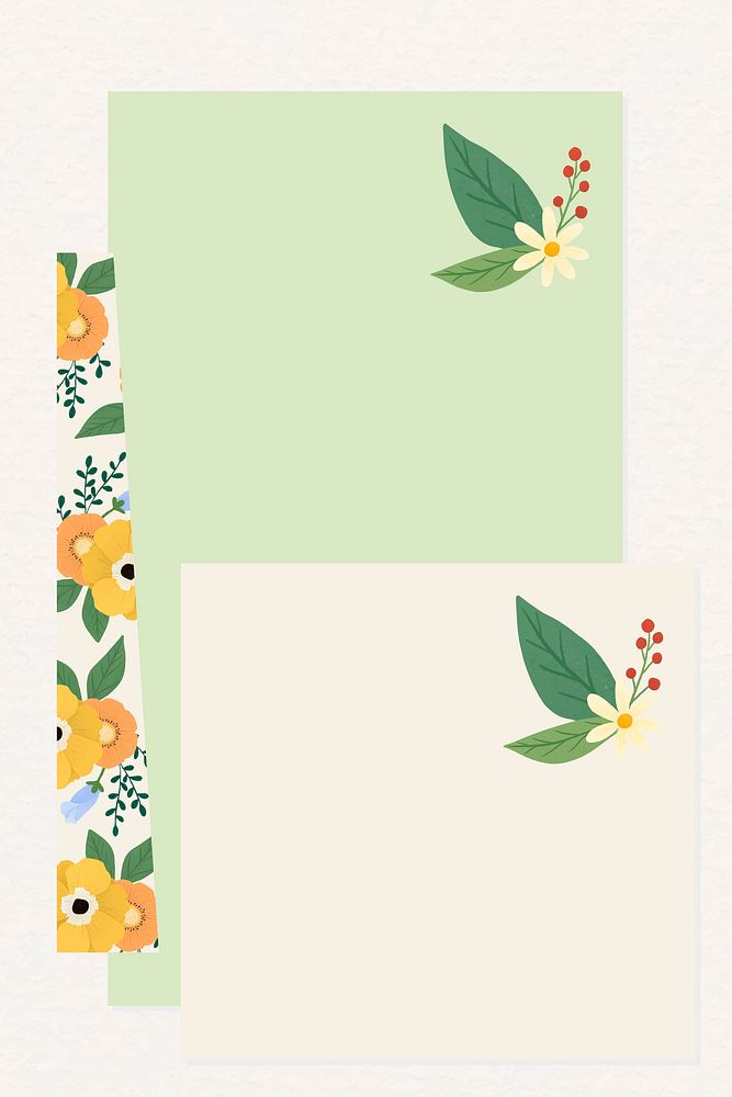 Floral note papers vector | Premium Vector - rawpixel