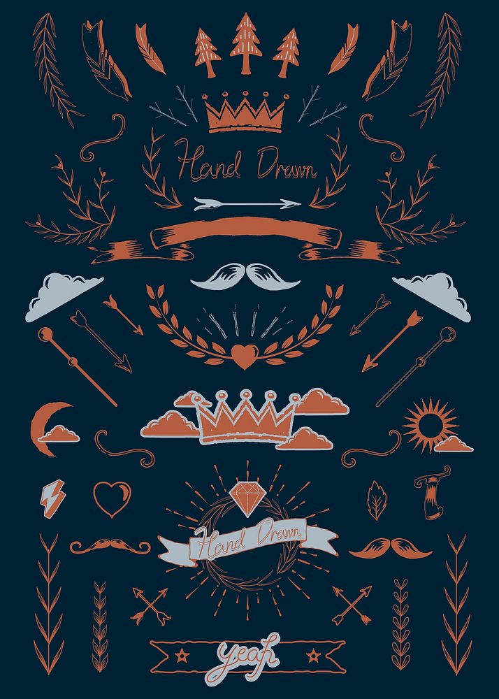 Hand drawn vintage element vector | Premium Vector - rawpixel