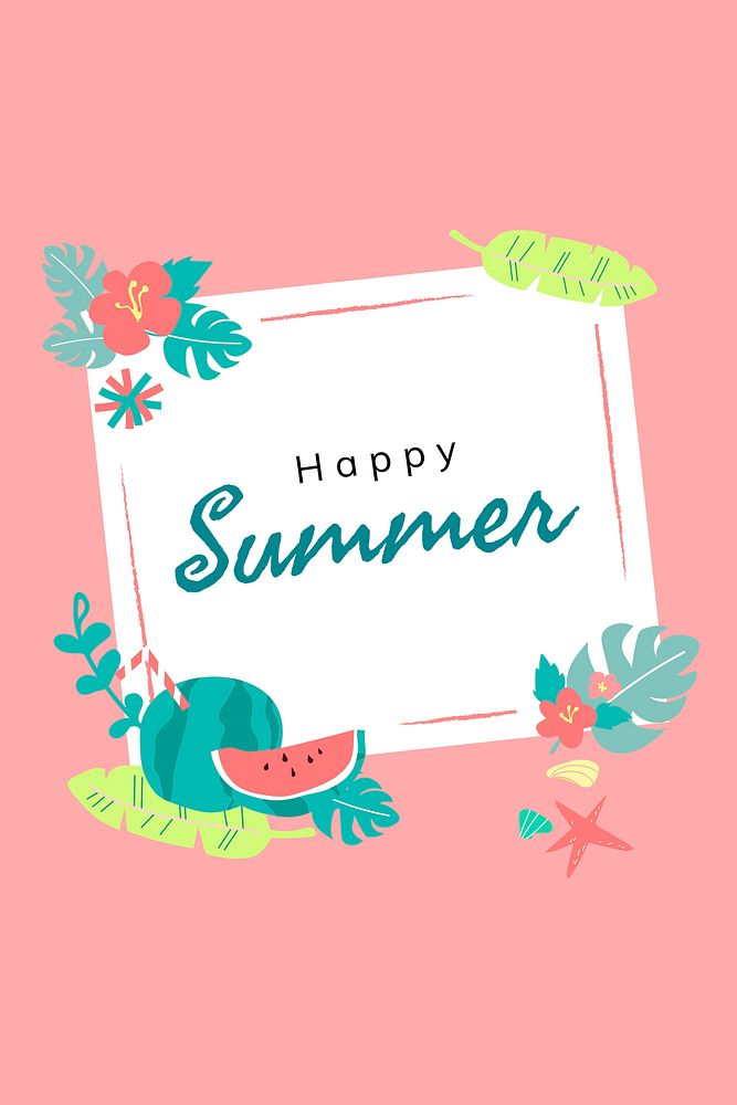 Happy summer holiday card vector | Premium Vector - rawpixel