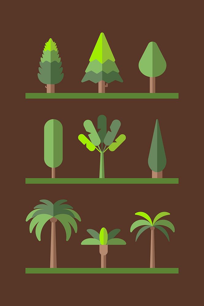 Green botany flat tree collection | Premium Vector - rawpixel