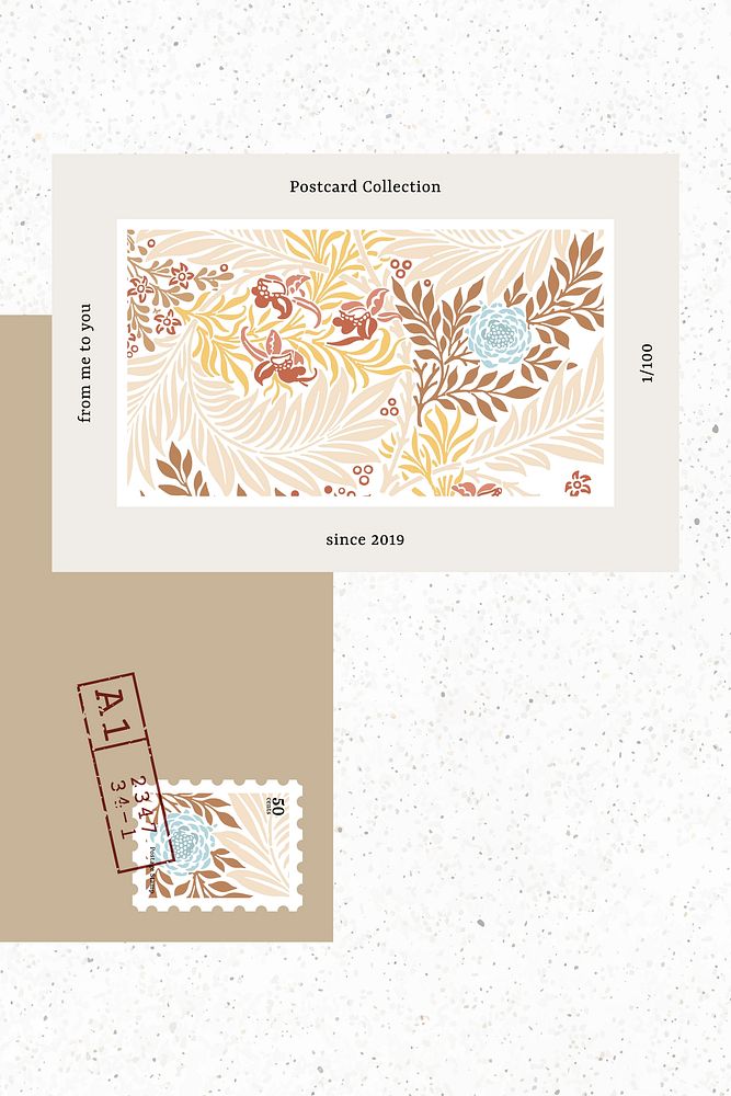 William Morris pattern postcard vector | Premium Vector - rawpixel