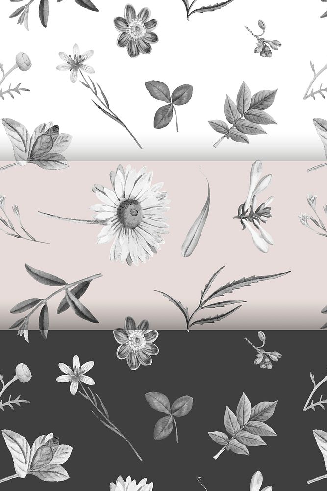 Blooming flowers pattern vector collection | Premium Vector - rawpixel