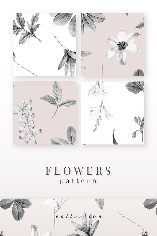 Blooming flowers pattern vector collection | Premium Vector - rawpixel