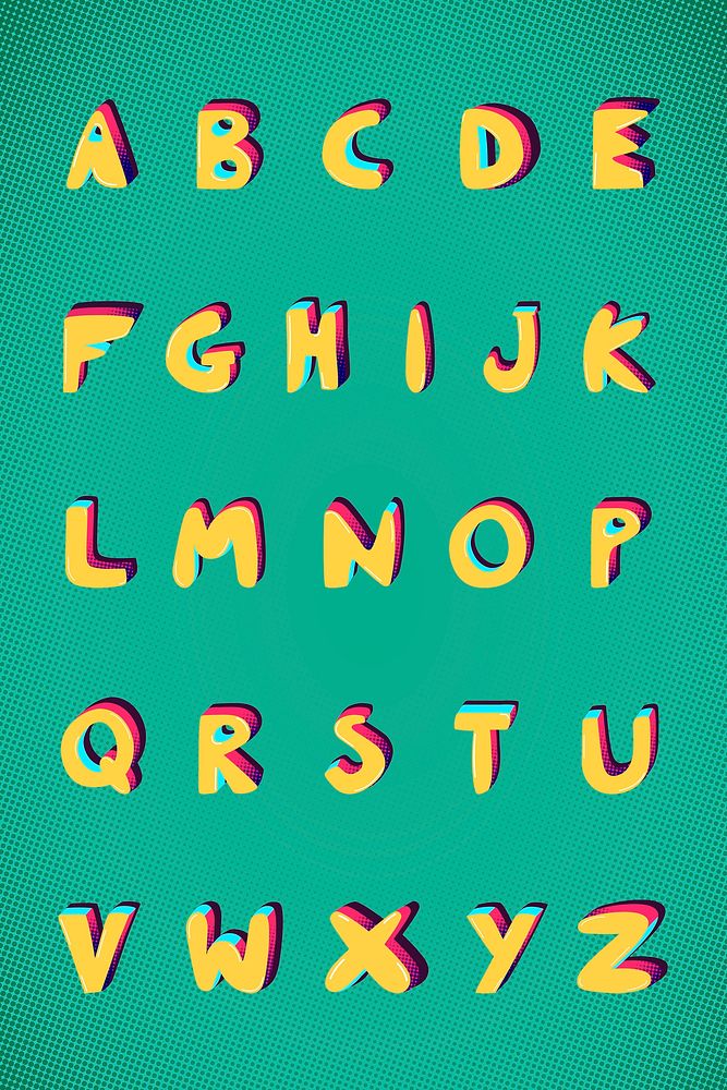 A-Z bold funky font alphabet | Free Photo - rawpixel