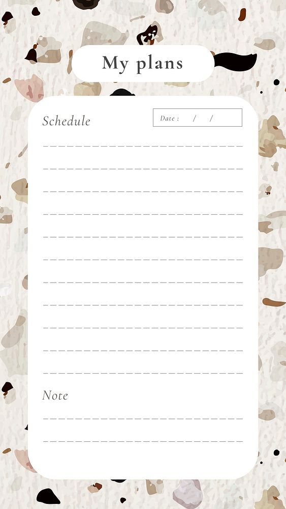 My plan template, terrazzo background, | Free Vector Template - rawpixel