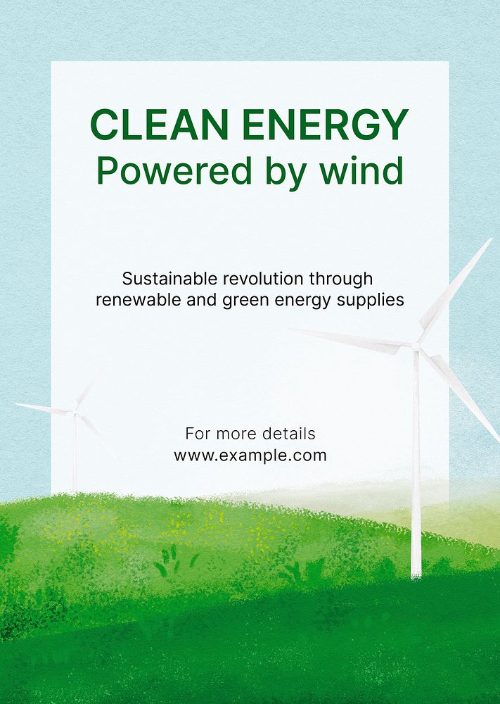 Clean energy poster template, wind | Premium PSD Template - rawpixel