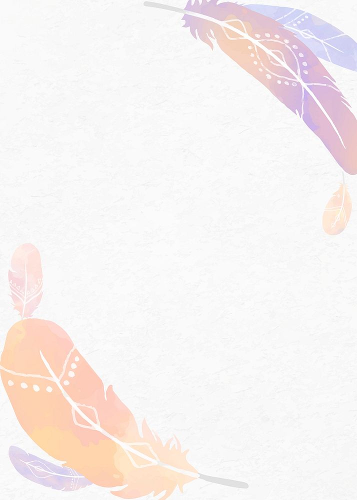 Watercolor feather Boho style border | Free Photo - rawpixel