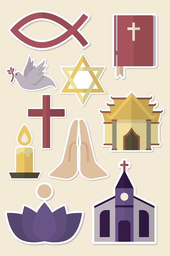 Mixed religious symbols sticker set | Premium Vector - rawpixel