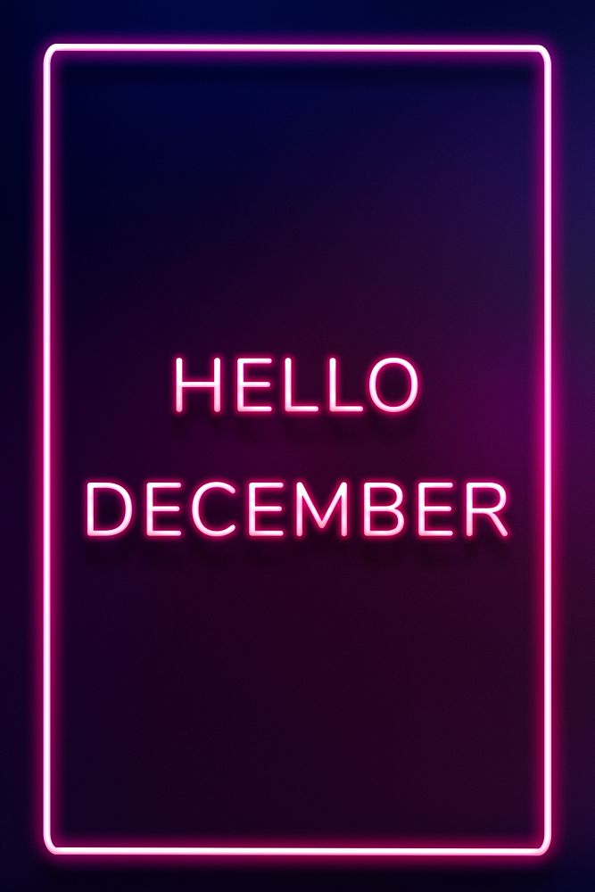 Neon frame Hello December border | Free Photo - rawpixel