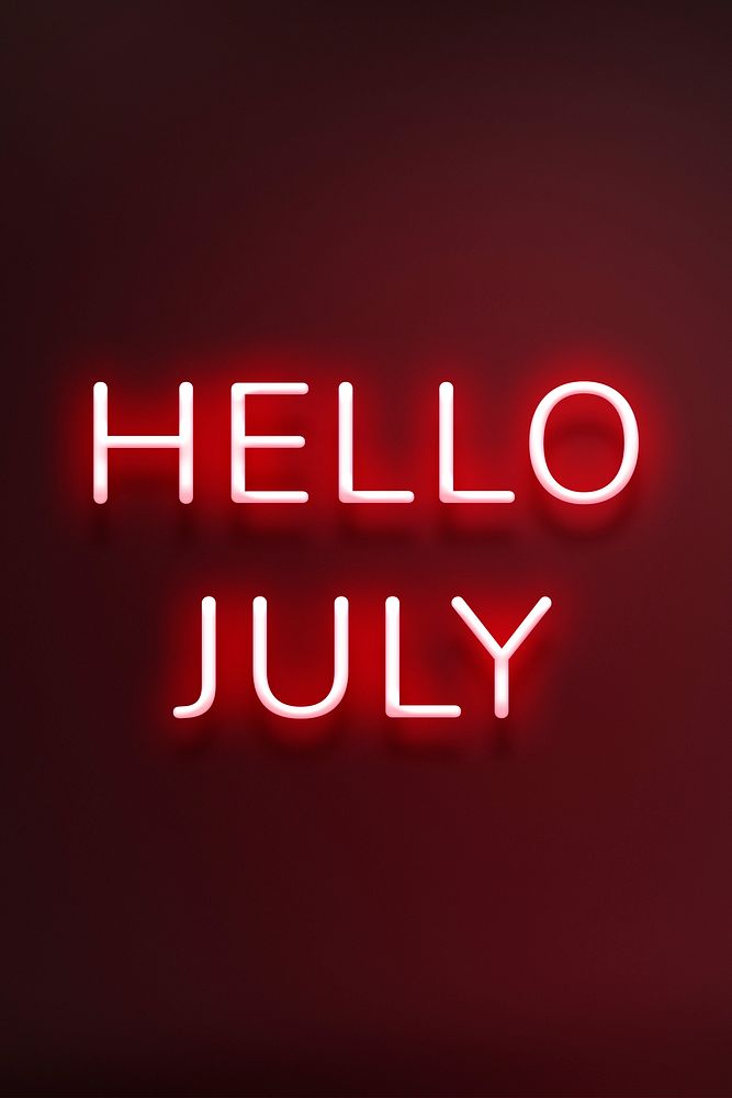 Hello July red neon sign | Free Photo - rawpixel