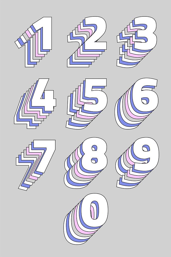 Layered pastel number set vector | Premium Vector - rawpixel