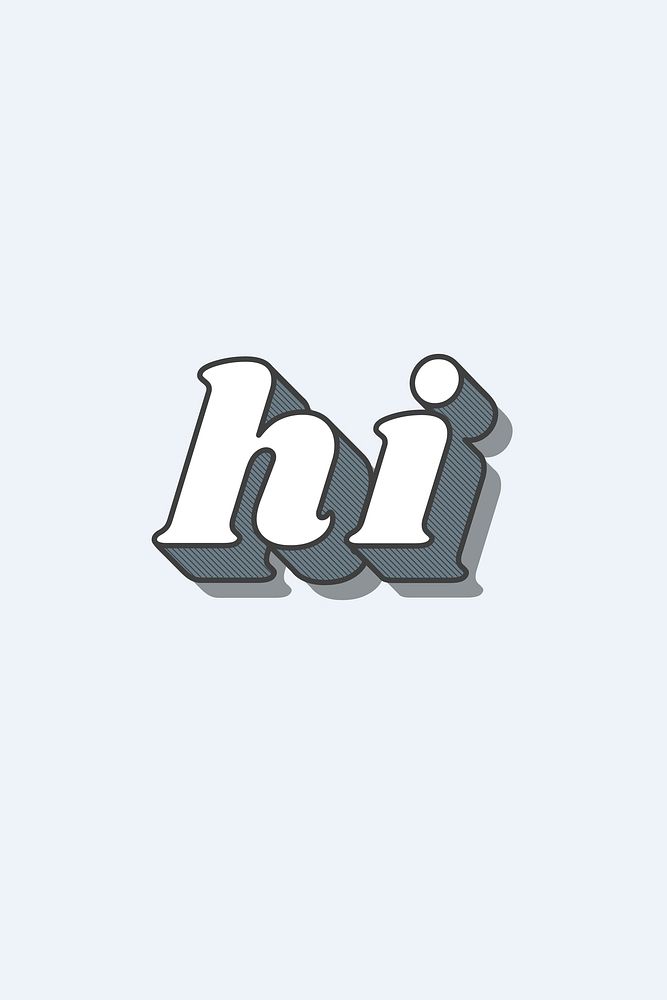 Hi word retro typography vector | Premium Vector - rawpixel
