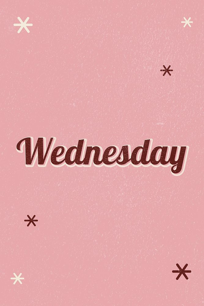 Wednesday retro word typography pink | Free Photo - rawpixel