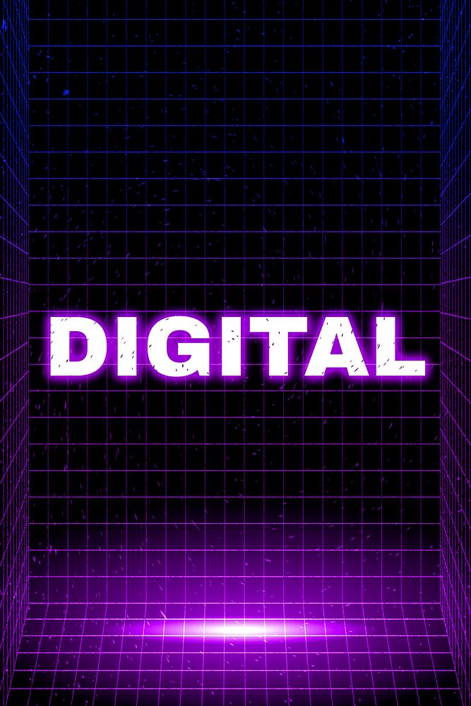 Neon digital wave grid text | Free Photo - rawpixel
