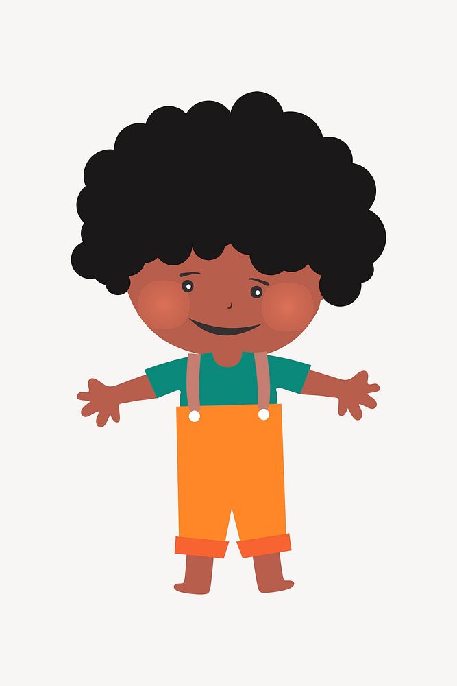 Black kid clipart vector | Free Vector - rawpixel