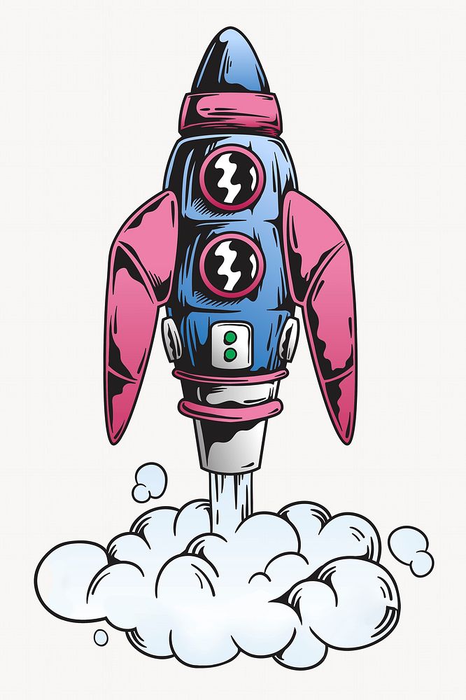 Cartoon rocket, pop art, white | Free Photo - rawpixel