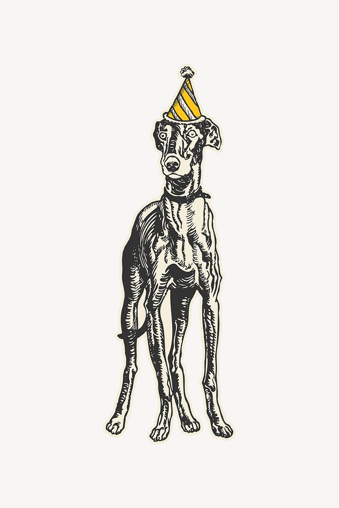 Greyhound collage element, birthday party | Premium Vector - rawpixel