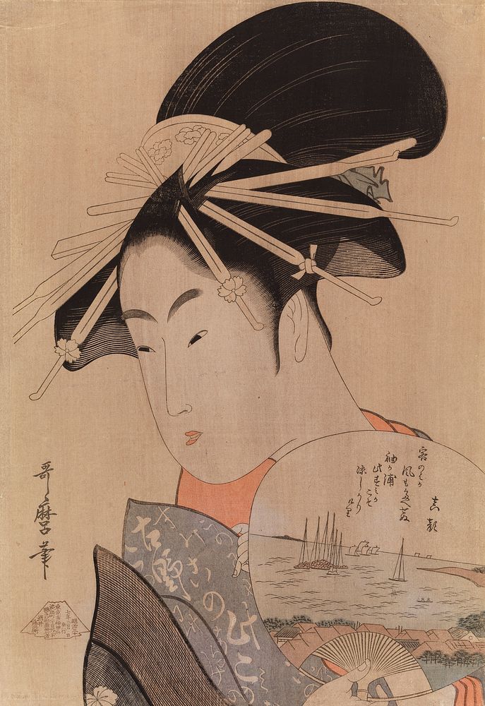 Geisha fan, 1904 Kitagawa Utamaro | Free Photo Illustration - rawpixel