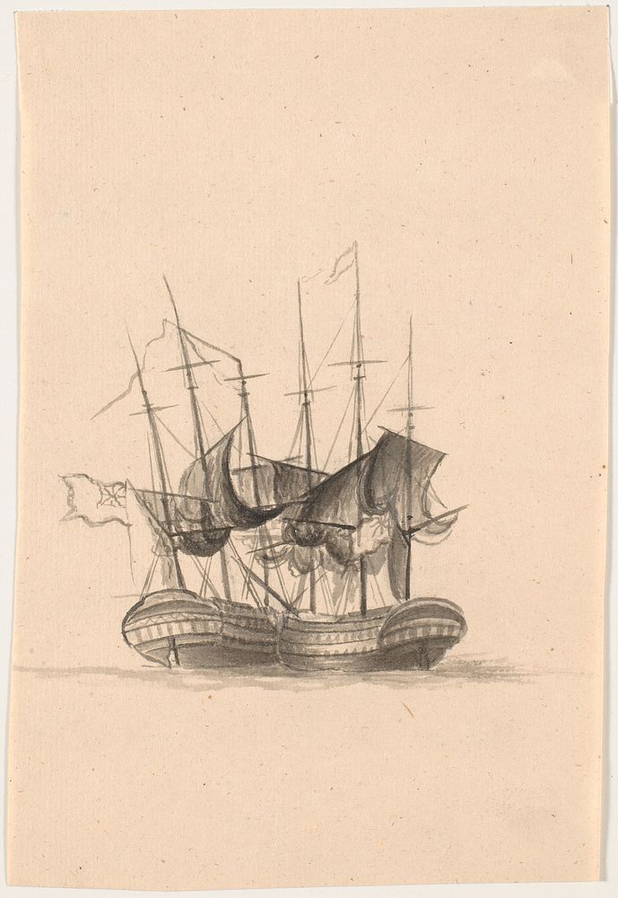 Two English warships C. A. | Free Photo Illustration - rawpixel