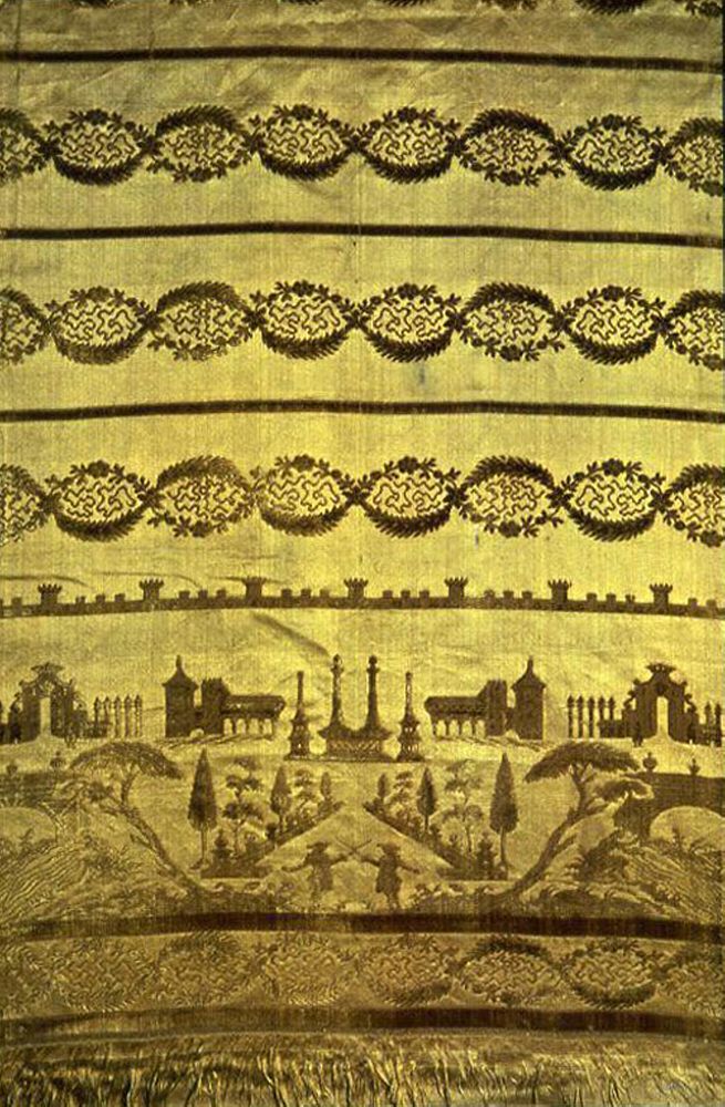 Ornate textile depicting historical architecture | Free Photo ...