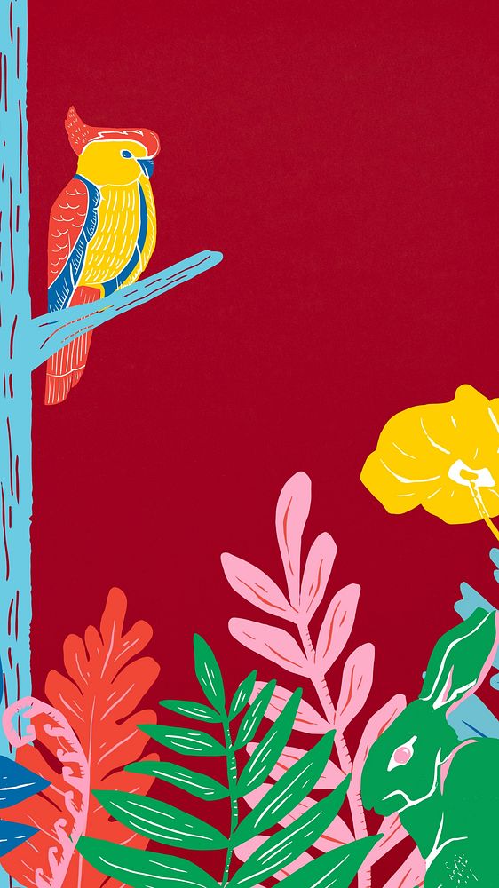 Jungle wildlife red mobile wallpaper, | Premium Photo - rawpixel