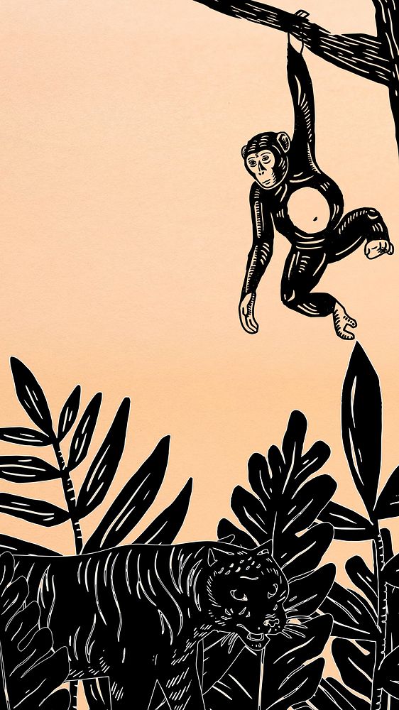 Tiger monkey phone wallpaper, | Premium Photo - rawpixel