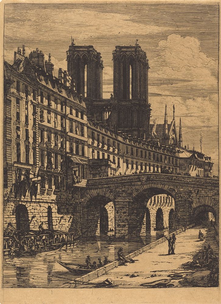 Le Petit Pont, Paris (1850) | Free Photo Illustration - rawpixel