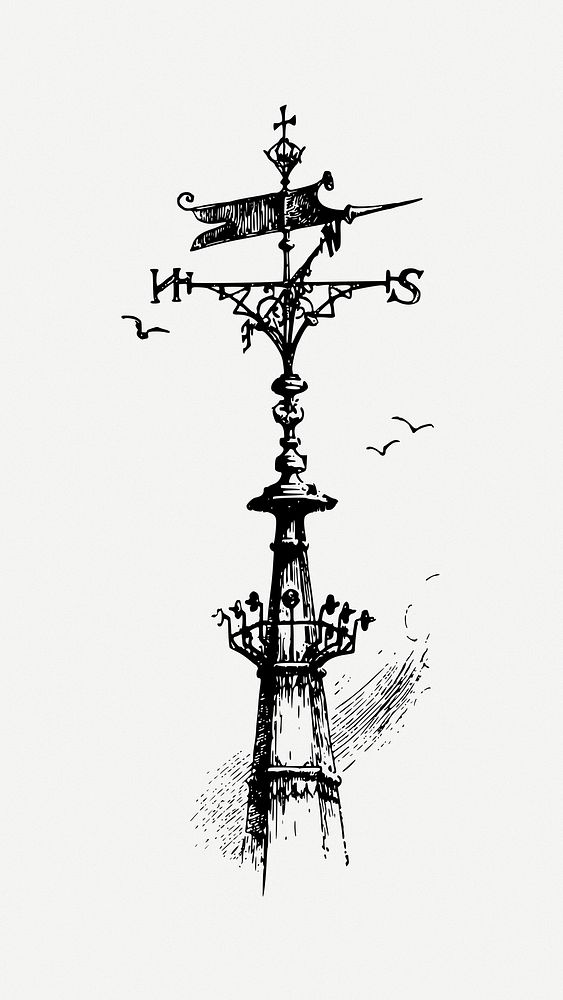 Vintage wind vane clip art | Free PSD - rawpixel