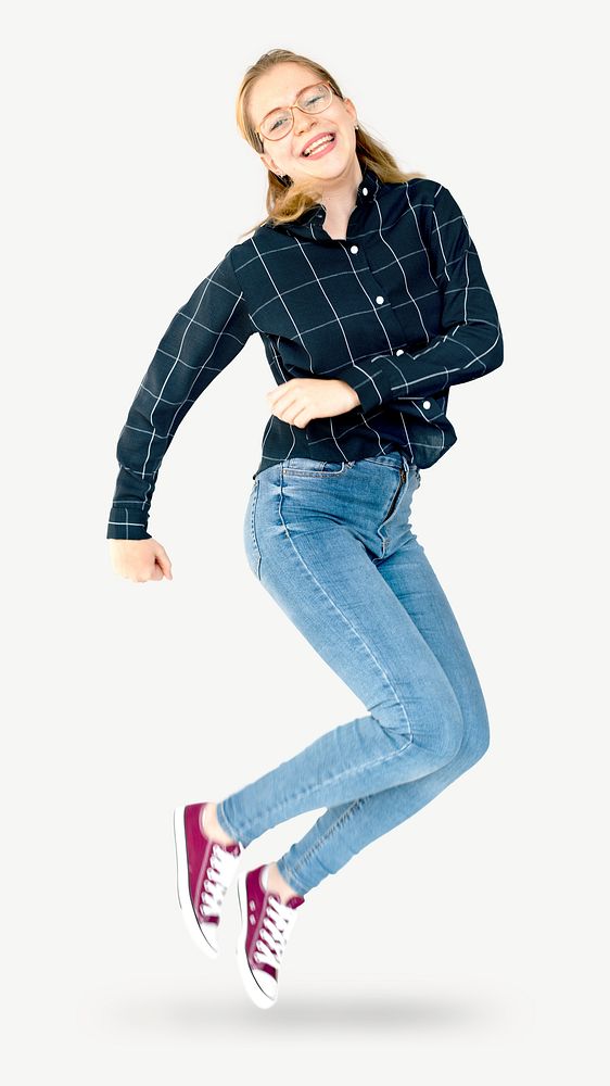 Woman jumping design element psd | Premium PSD - rawpixel